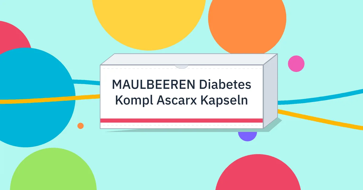 Symbolbild: Packung mit der Aufschrift MAULBEEREN Diabetes Kompl Ascarx Kapseln (PZN 18471177) – Verfügbarkeit und Bezug in Apotheken in Frankfurt am Main