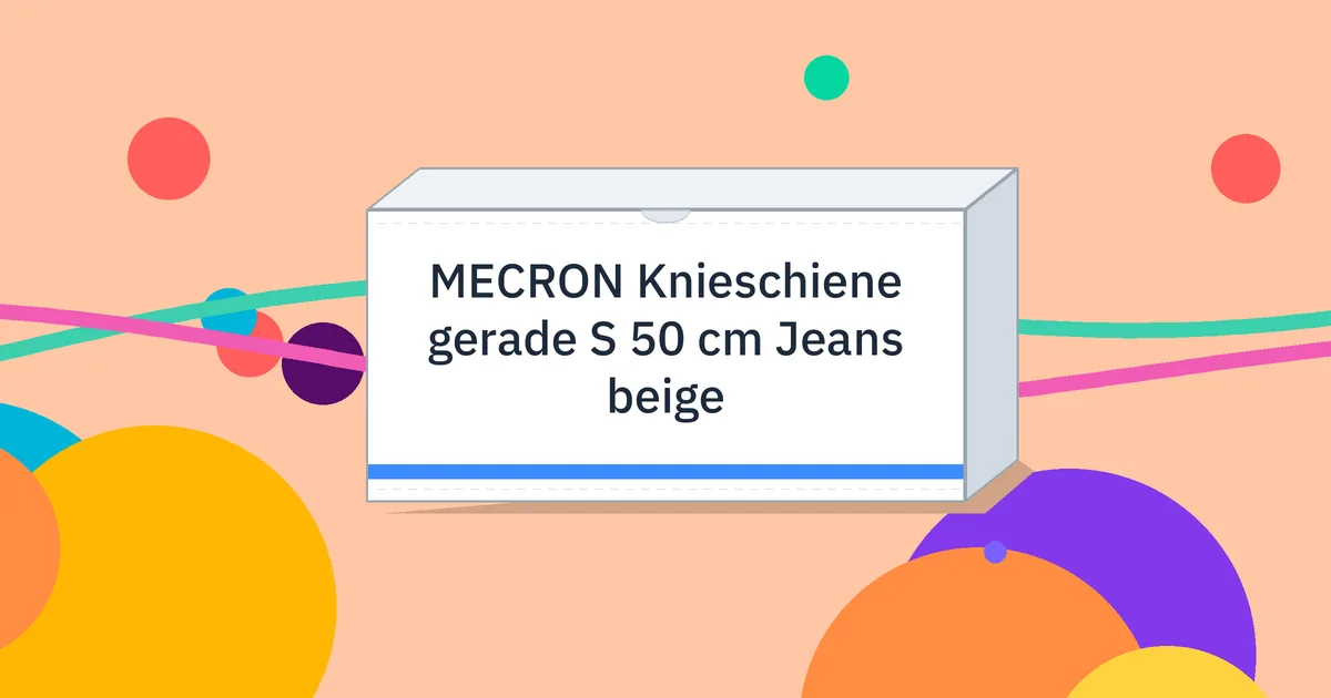 Symbolbild: Packung mit der Aufschrift MECRON Knieschiene gerade S 50 cm Jeans beige (PZN 02905018) – Verfügbarkeit und Bezug in Apotheken in Frankfurt am Main
