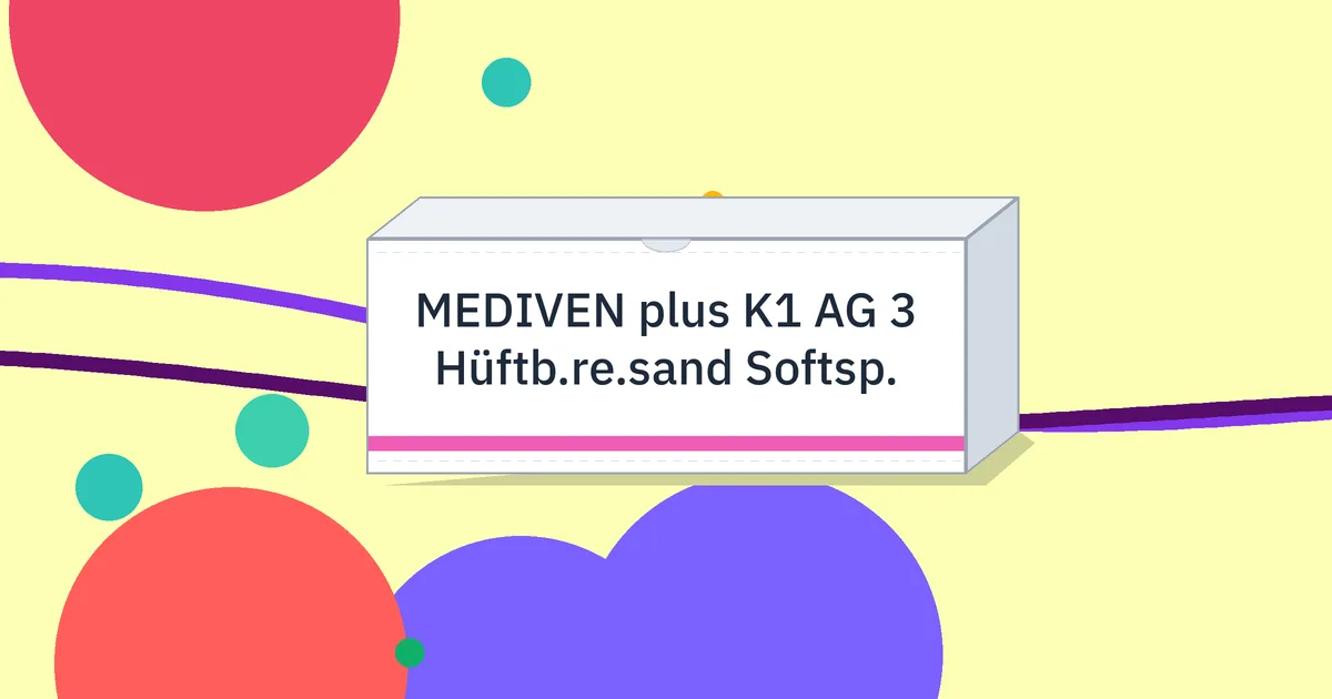 Symbolbild: Packung mit der Aufschrift MEDIVEN plus K1 AG 3 Hüftb.re.sand Softsp. (PZN 18939284) – Verfügbarkeit und Bezug in Apotheken in Frankfurt am Main