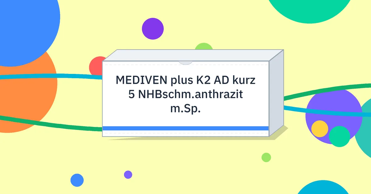 Symbolbild: Packung mit der Aufschrift MEDIVEN plus K2 AD kurz 5 NHBschm.anthrazit m.Sp. (PZN 15926080) – Verfügbarkeit und Bezug in Apotheken in Frankfurt am Main
