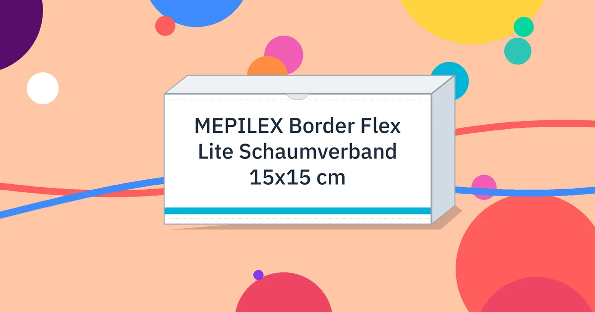 Symbolbild: Packung mit der Aufschrift MEPILEX Border Flex Lite Schaumverband 15x15 cm (PZN 19667244) – Verfügbarkeit und Bezug in Apotheken in Frankfurt am Main