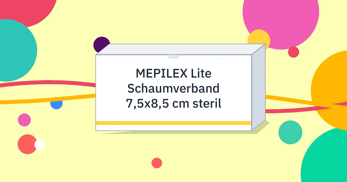 Symbolbild: Packung mit der Aufschrift MEPILEX Lite Schaumverband 7,5x8,5 cm steril (PZN 18395803) – Verfügbarkeit und Bezug in Apotheken in Frankfurt am Main