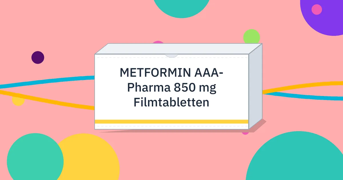 Symbolbild: Packung mit der Aufschrift METFORMIN AAA-Pharma 850 mg Filmtabletten (PZN 20058177) – Verfügbarkeit und Bezug in Apotheken in Frankfurt am Main