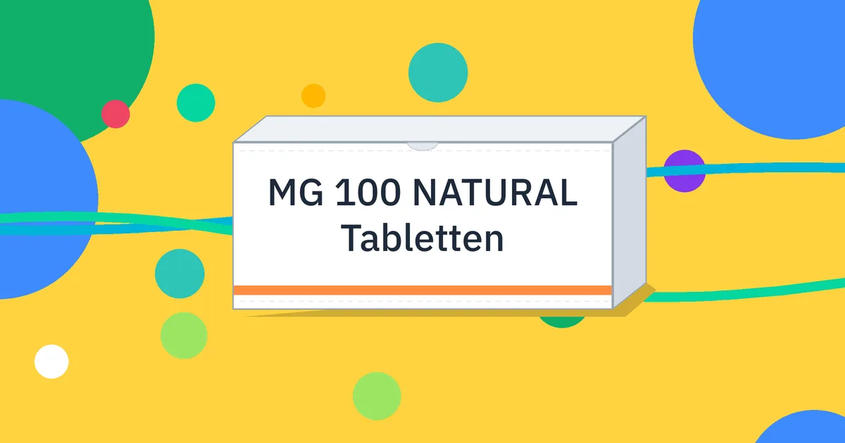 Symbolbild: Packung mit der Aufschrift MG 100 NATURAL Tabletten (PZN 16699203) – Verfügbarkeit und Bezug in Apotheken in Frankfurt am Main