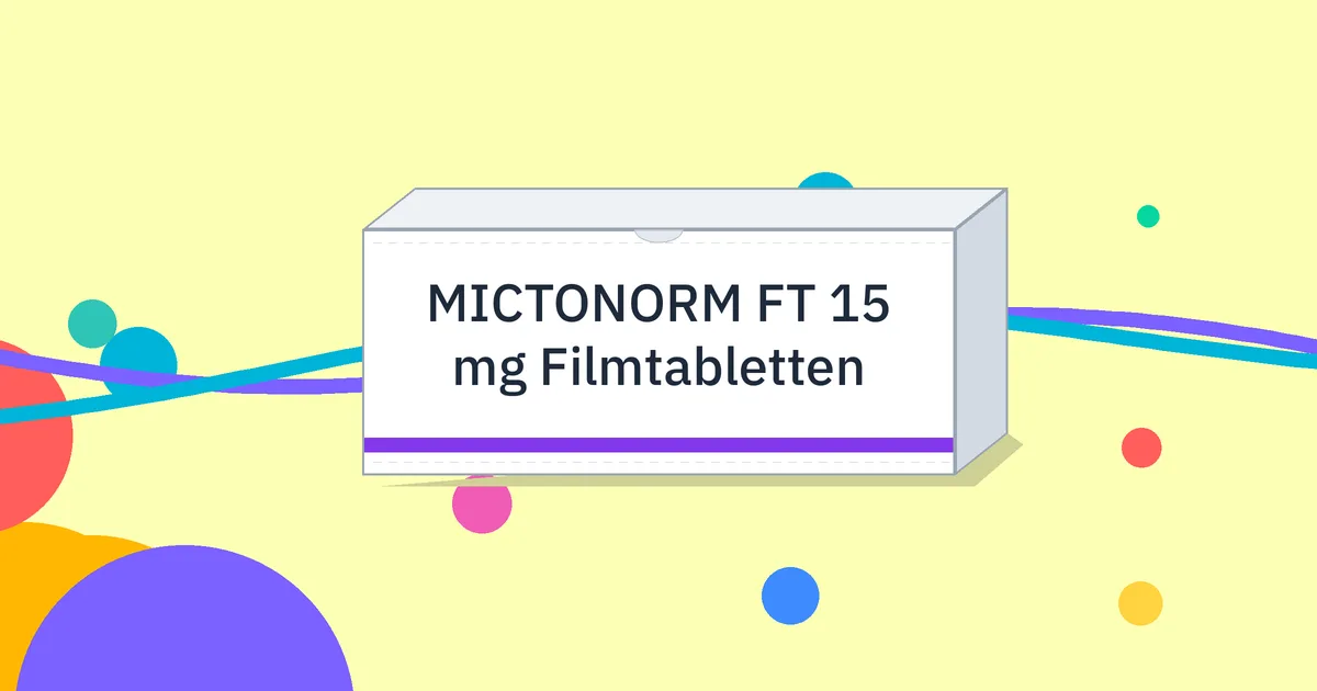 Symbolbild: Packung mit der Aufschrift MICTONORM FT 15 mg Filmtabletten (PZN 19911336) – Verfügbarkeit und Bezug in Apotheken in Frankfurt am Main