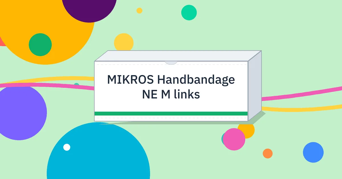 Symbolbild: Packung mit der Aufschrift MIKROS Handbandage NE M links (PZN 07109473) – Verfügbarkeit und Bezug in Apotheken in Frankfurt am Main
