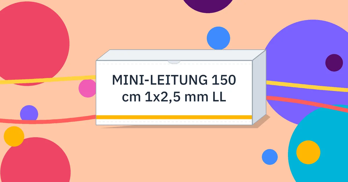 Symbolbild: Packung mit der Aufschrift MINI-LEITUNG 150 cm 1x2,5 mm LL (PZN 17487182) – Verfügbarkeit und Bezug in Apotheken in Frankfurt am Main