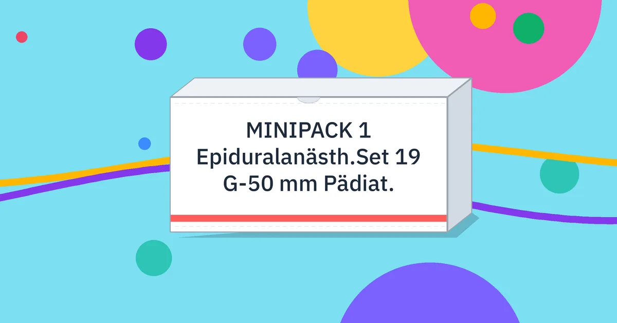 Symbolbild: Packung mit der Aufschrift MINIPACK 1 Epiduralanästh.Set 19 G-50 mm Pädiat. (PZN 02419370) – Verfügbarkeit und Bezug in Apotheken in Frankfurt am Main