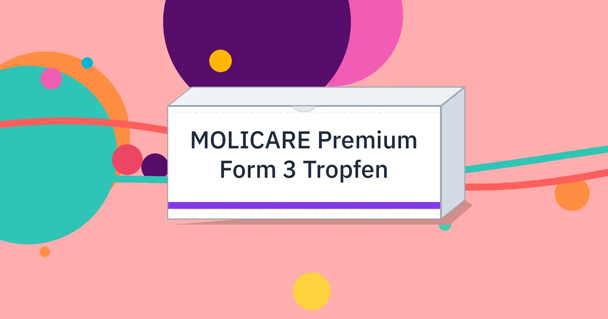 Symbolbild: Packung mit der Aufschrift MOLICARE Premium Form 3 Tropfen (PZN 17633525) – Verfügbarkeit und Bezug in Apotheken in Frankfurt am Main