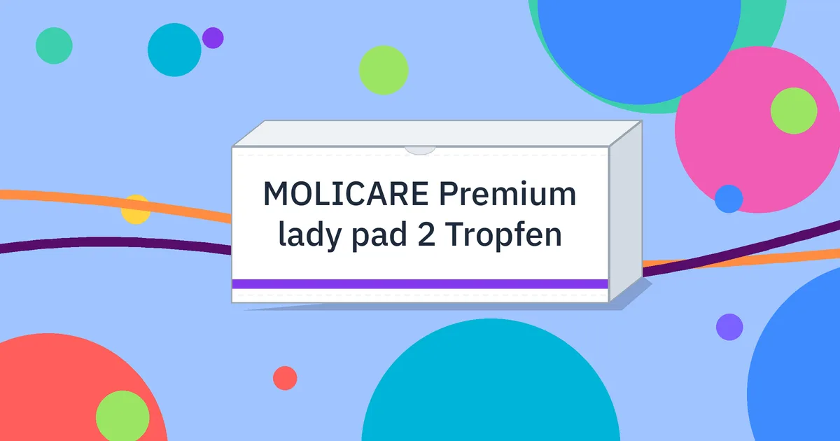 Symbolbild: Packung mit der Aufschrift MOLICARE Premium lady pad 2 Tropfen (PZN 15424734) – Verfügbarkeit und Bezug in Apotheken in Frankfurt am Main