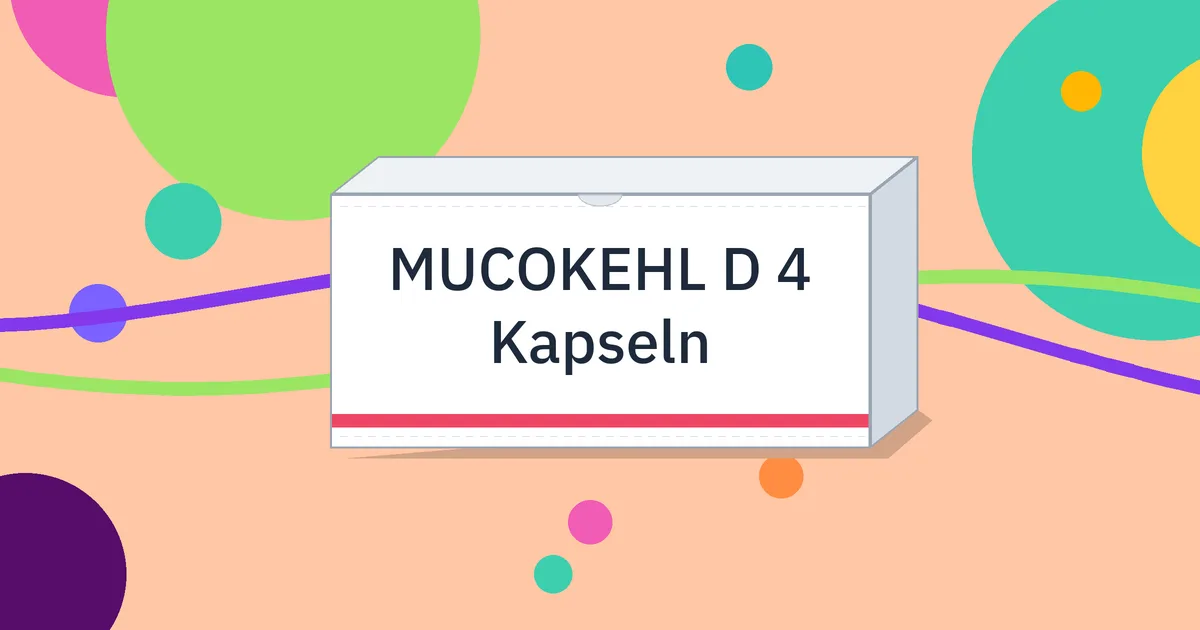 Symbolbild: Packung mit der Aufschrift MUCOKEHL D 4 Kapseln (PZN 04413408) – Verfügbarkeit und Bezug in Apotheken in Frankfurt am Main