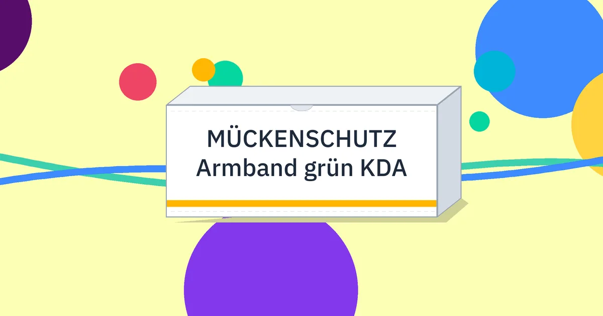 Symbolbild: Packung mit der Aufschrift MÜCKENSCHUTZ Armband grün KDA (PZN 15319109) – Verfügbarkeit und Bezug in Apotheken in Frankfurt am Main