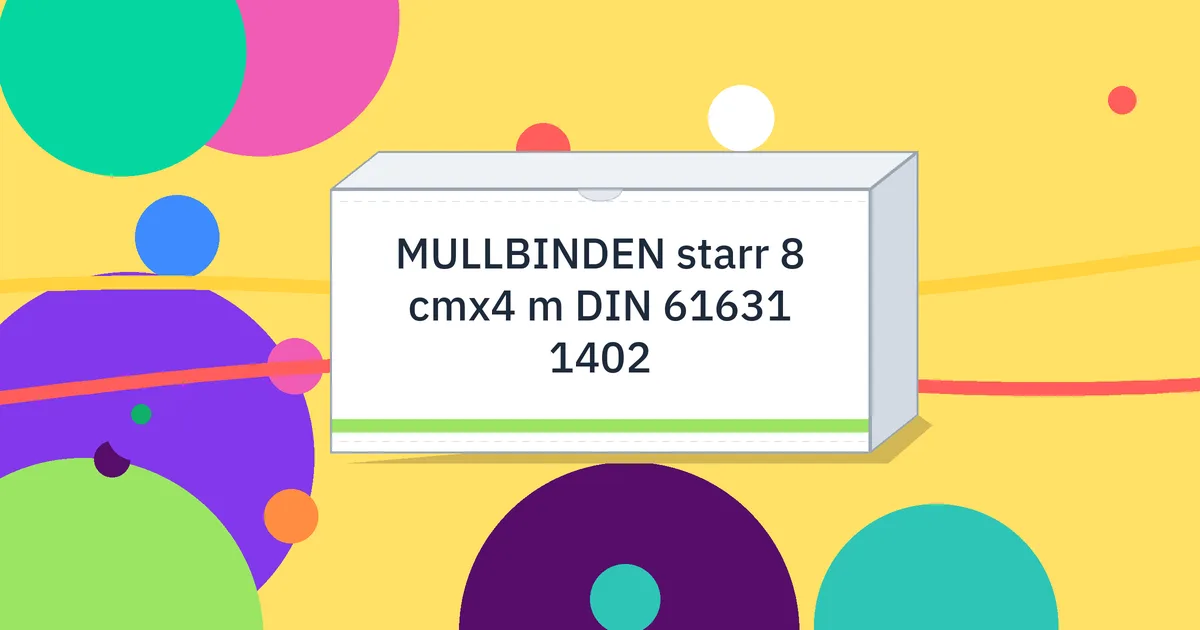 Symbolbild: Packung mit der Aufschrift MULLBINDEN starr 8 cmx4 m DIN 61631 1402 (PZN 01331041) – Verfügbarkeit und Bezug in Apotheken in Frankfurt am Main