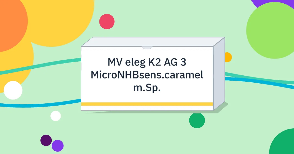 Symbolbild: Packung mit der Aufschrift MV eleg K2 AG 3 MicroNHBsens.caramel m.Sp. (PZN 16070095) – Verfügbarkeit und Bezug in Apotheken in Frankfurt am Main
