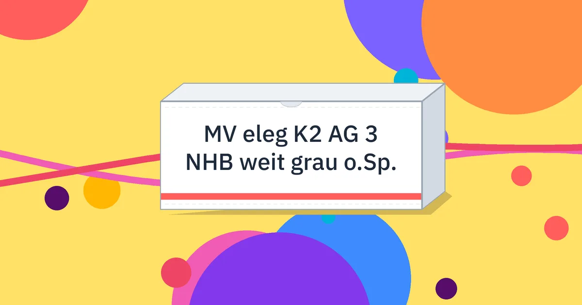 Symbolbild: Packung mit der Aufschrift MV eleg K2 AG 3 NHB weit grau o.Sp. (PZN 18928435) – Verfügbarkeit und Bezug in Apotheken in Frankfurt am Main