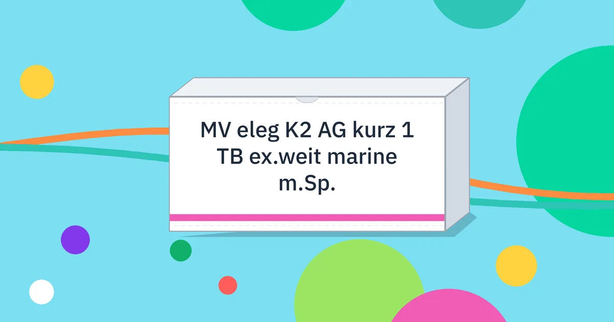 Symbolbild: Packung mit der Aufschrift MV eleg K2 AG kurz 1 TB ex.weit marine m.Sp. (PZN 14607450) – Verfügbarkeit und Bezug in Apotheken in Frankfurt am Main