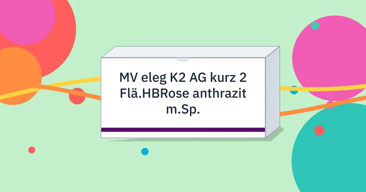 Symbolbild: Packung mit der Aufschrift MV eleg K2 AG kurz 2 Flä.HBRose anthrazit m.Sp. (PZN 15703500) – Verfügbarkeit und Bezug in Apotheken in Frankfurt am Main