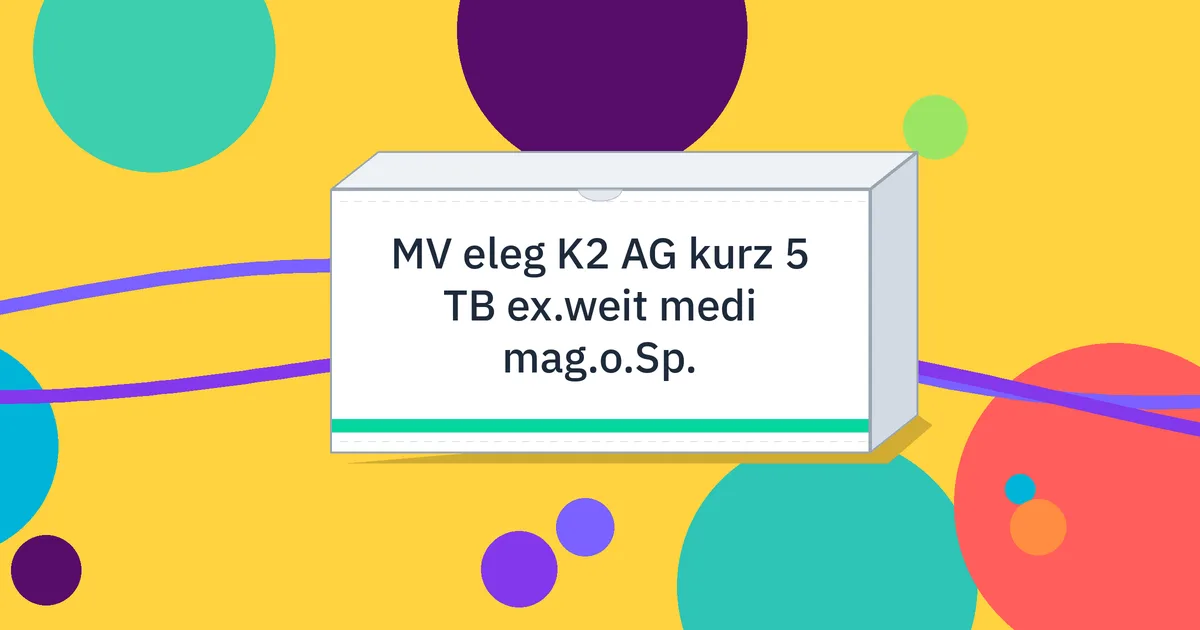 Symbolbild: Packung mit der Aufschrift MV eleg K2 AG kurz 5 TB ex.weit medi mag.o.Sp. (PZN 14637250) – Verfügbarkeit und Bezug in Apotheken in Frankfurt am Main