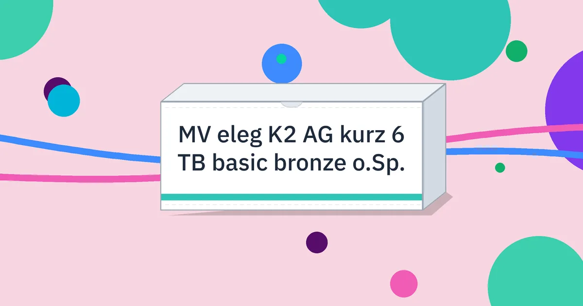 Symbolbild: Packung mit der Aufschrift MV eleg K2 AG kurz 6 TB basic bronze o.Sp. (PZN 14717753) – Verfügbarkeit und Bezug in Apotheken in Frankfurt am Main
