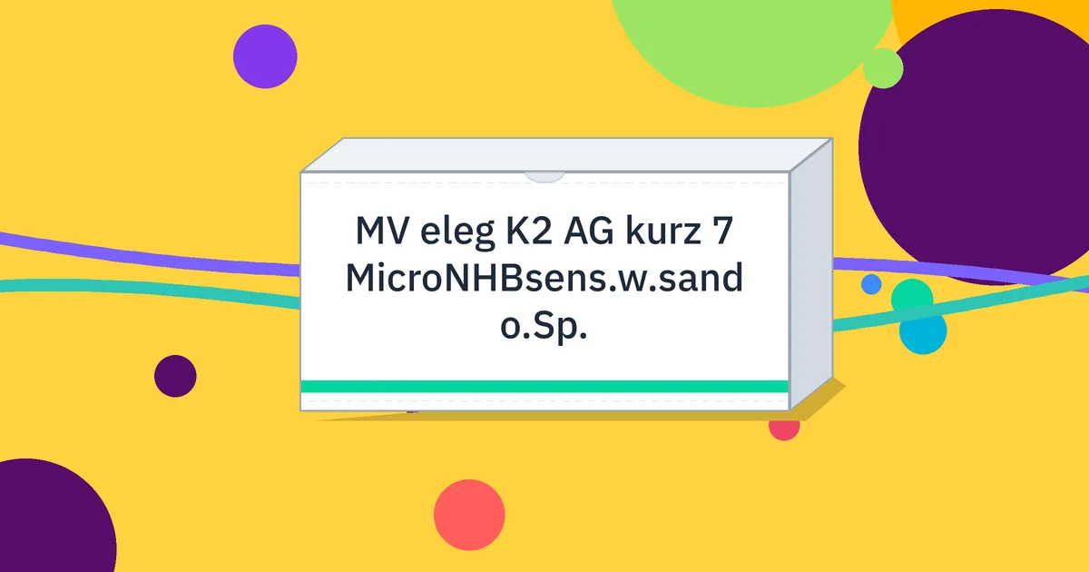 Symbolbild: Packung mit der Aufschrift MV eleg K2 AG kurz 7 MicroNHBsens.w.sand o.Sp. (PZN 18927565) – Verfügbarkeit und Bezug in Apotheken in Frankfurt am Main