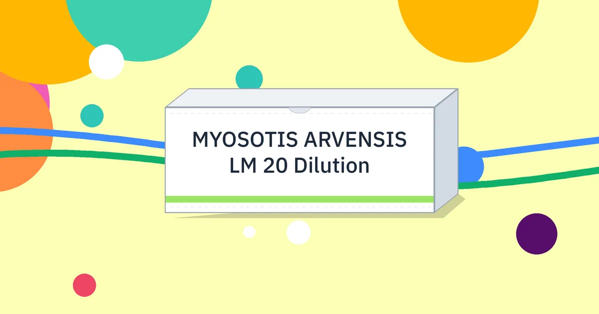 Symbolbild: Packung mit der Aufschrift MYOSOTIS ARVENSIS LM 20 Dilution (PZN 13612236) – Verfügbarkeit und Bezug in Apotheken in Frankfurt am Main
