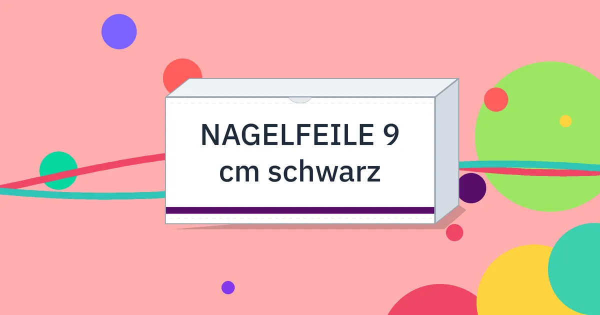 Symbolbild: Packung mit der Aufschrift NAGELFEILE 9 cm schwarz (PZN 01511406) – Verfügbarkeit und Bezug in Apotheken in Frankfurt am Main