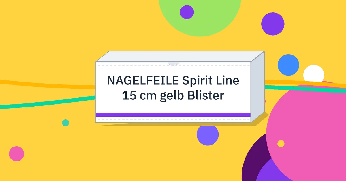 Symbolbild: Packung mit der Aufschrift NAGELFEILE Spirit Line 15 cm gelb Blister (PZN 01580583) – Verfügbarkeit und Bezug in Apotheken in Frankfurt am Main
