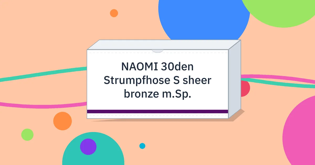 Symbolbild: Packung mit der Aufschrift NAOMI 30den Strumpfhose S sheer bronze m.Sp. (PZN 16178906) – Verfügbarkeit und Bezug in Apotheken in Frankfurt am Main