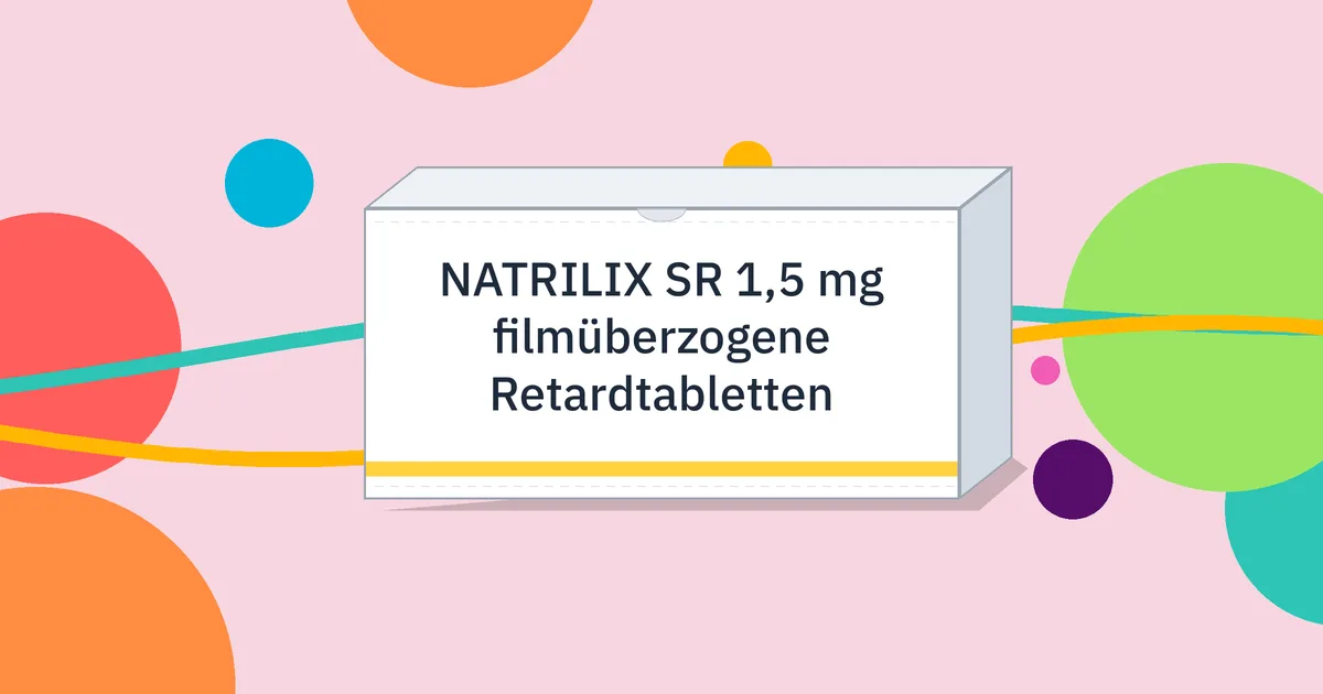 Symbolbild: Packung mit der Aufschrift NATRILIX SR 1,5 mg filmüberzogene Retardtabletten (PZN 20596153) – Verfügbarkeit und Bezug in Apotheken in Frankfurt am Main
