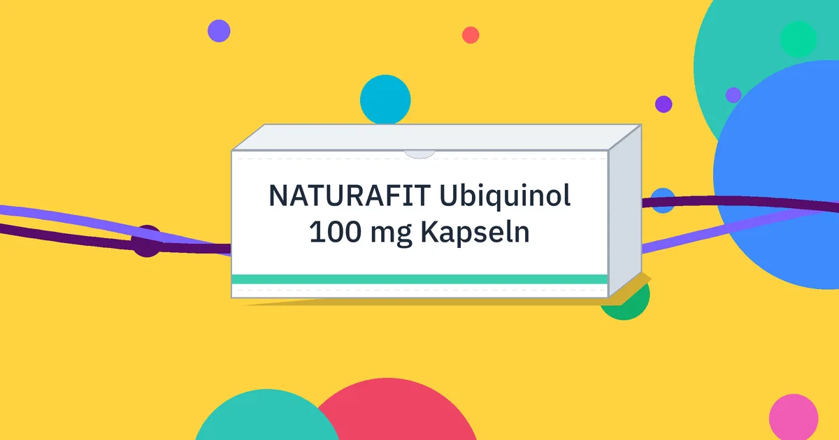 Symbolbild: Packung mit der Aufschrift NATURAFIT Ubiquinol 100 mg Kapseln (PZN 12534801) – Verfügbarkeit und Bezug in Apotheken in Frankfurt am Main