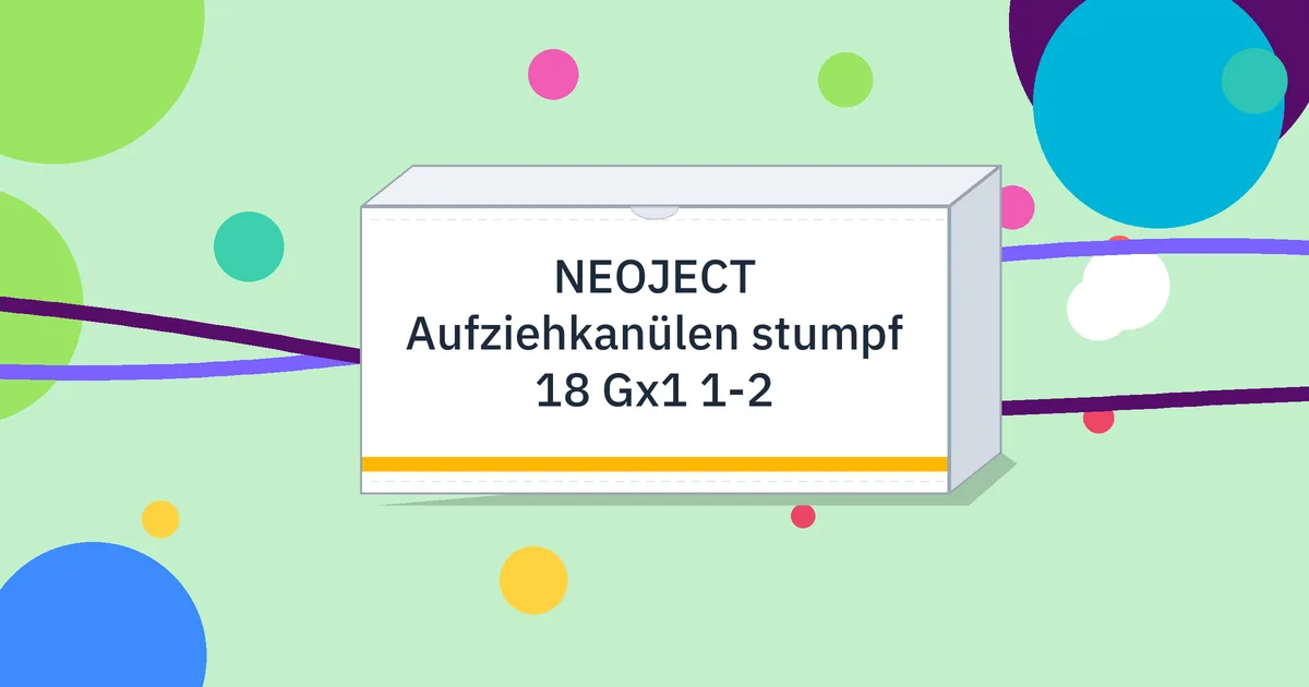 Symbolbild: Packung mit der Aufschrift NEOJECT Aufziehkanülen stumpf 18 Gx1 1-2 (PZN 17984762) – Verfügbarkeit und Bezug in Apotheken in Frankfurt am Main
