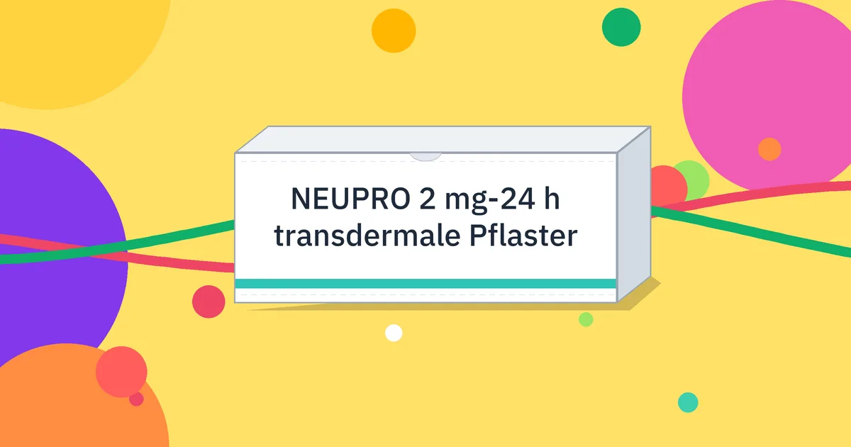 Symbolbild: Packung mit der Aufschrift NEUPRO 2 mg-24 h transdermale Pflaster (PZN 04415169) – Verfügbarkeit und Bezug in Apotheken in Frankfurt am Main