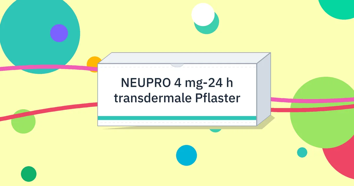 Symbolbild: Packung mit der Aufschrift NEUPRO 4 mg-24 h transdermale Pflaster (PZN 10393779) – Verfügbarkeit und Bezug in Apotheken in Frankfurt am Main