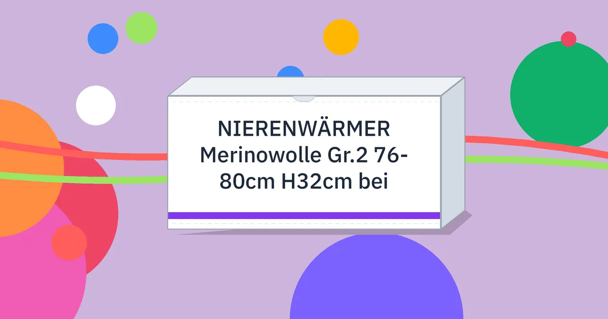 Symbolbild: Packung mit der Aufschrift NIERENWÄRMER Merinowolle Gr.2 76-80cm H32cm bei (PZN 19502738) – Verfügbarkeit und Bezug in Apotheken in Frankfurt am Main