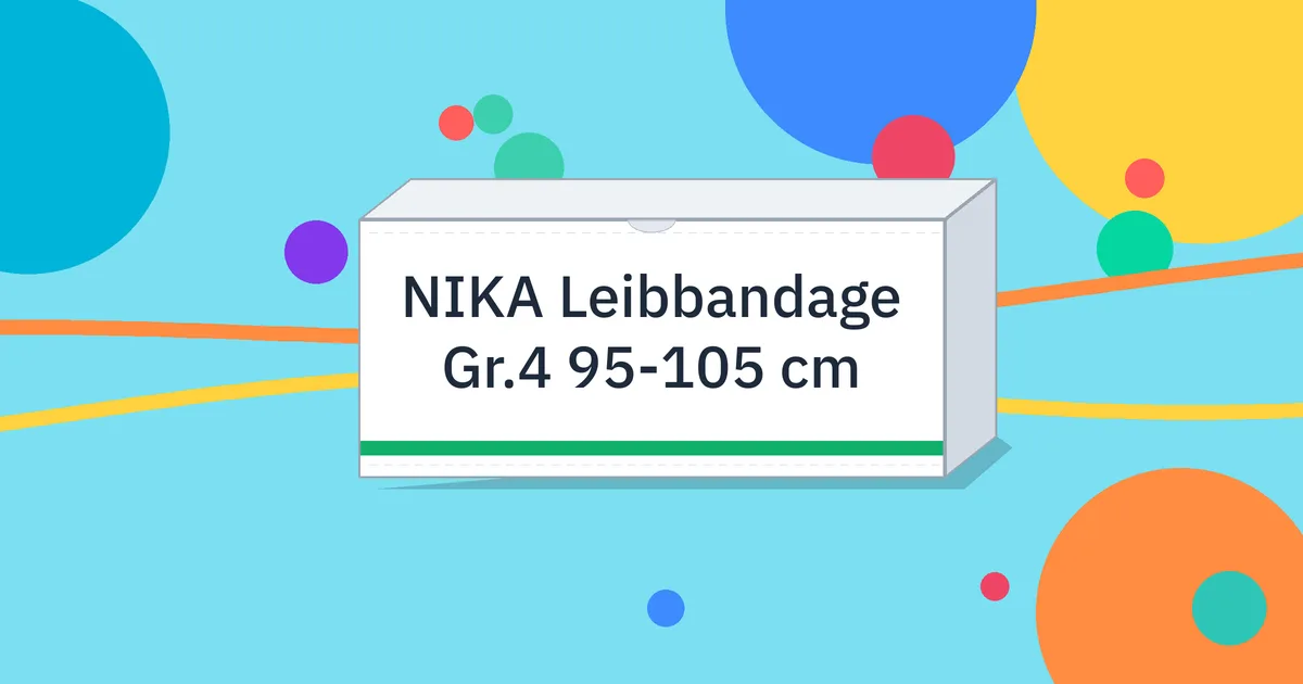 Symbolbild: Packung mit der Aufschrift NIKA Leibbandage Gr.4 95-105 cm (PZN 18172138) – Verfügbarkeit und Bezug in Apotheken in Frankfurt am Main