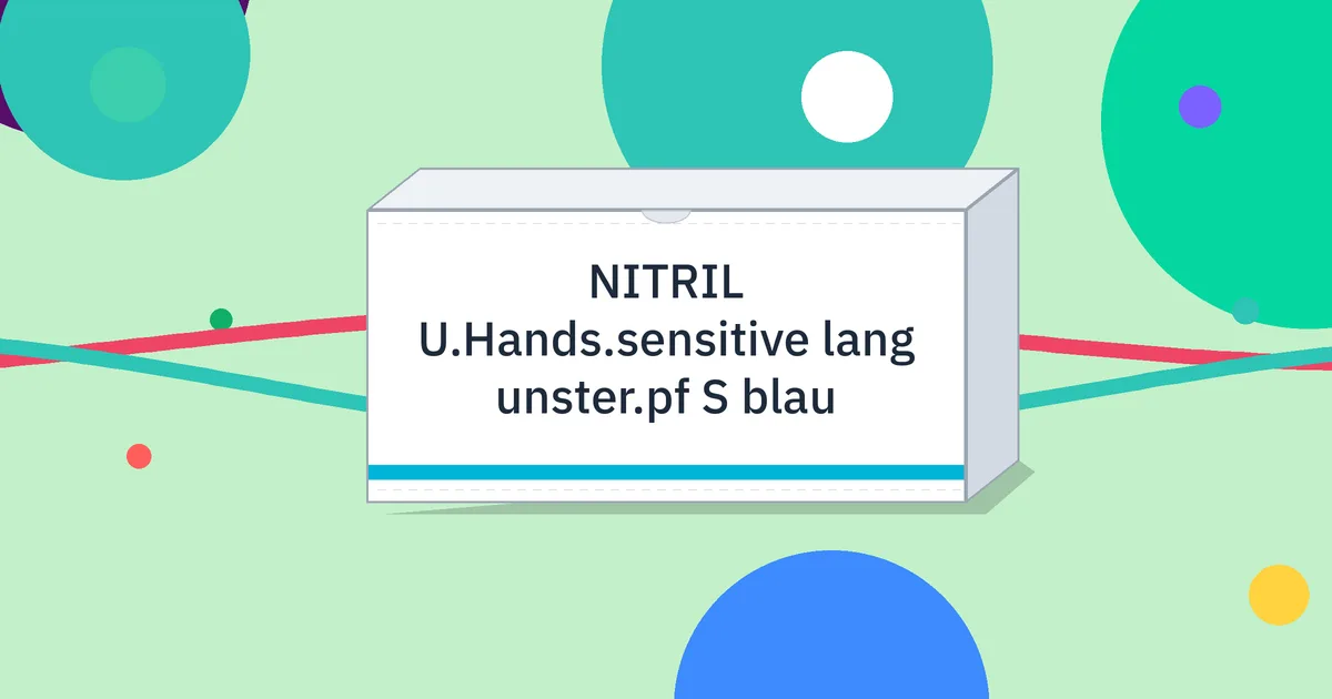 Symbolbild: Packung mit der Aufschrift NITRIL U.Hands.sensitive lang unster.pf S blau (PZN 10947640) – Verfügbarkeit und Bezug in Apotheken in Frankfurt am Main
