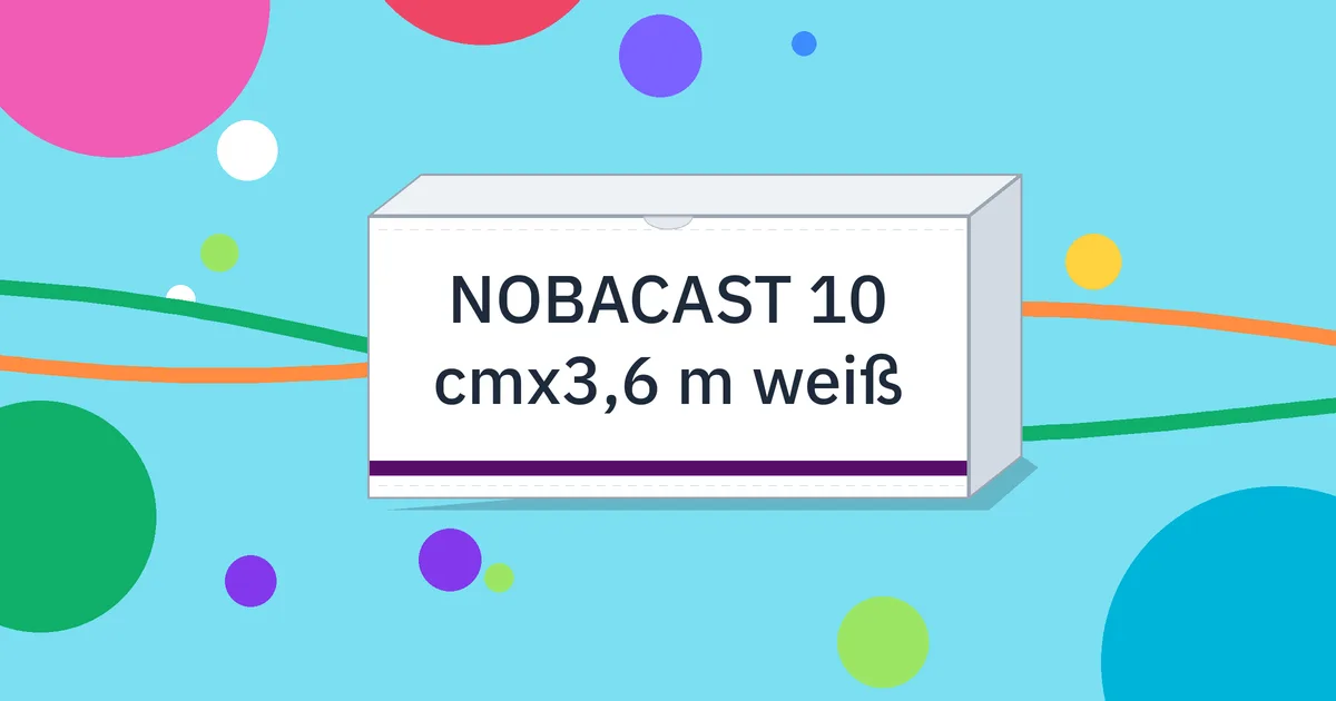 Symbolbild: Packung mit der Aufschrift NOBACAST 10 cmx3,6 m weiß (PZN 16027521) – Verfügbarkeit und Bezug in Apotheken in Frankfurt am Main