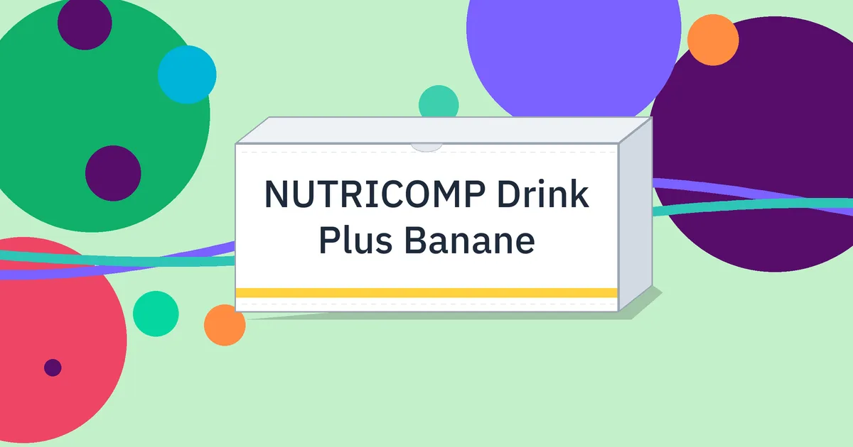 Symbolbild: Packung mit der Aufschrift NUTRICOMP Drink Plus Banane (PZN 11128536) – Verfügbarkeit und Bezug in Apotheken in Frankfurt am Main