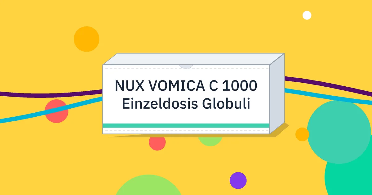 Symbolbild: Packung mit der Aufschrift NUX VOMICA C 1000 Einzeldosis Globuli (PZN 03034637) – Verfügbarkeit und Bezug in Apotheken in Frankfurt am Main