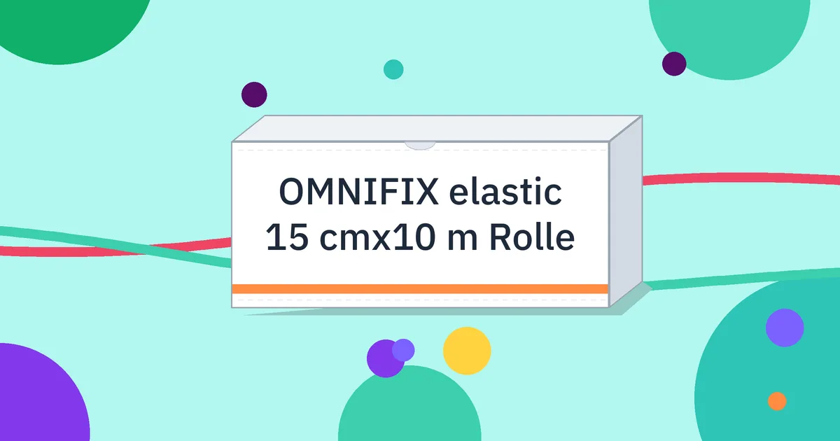 Symbolbild: Packung mit der Aufschrift OMNIFIX elastic 15 cmx10 m Rolle (PZN 17434990) – Verfügbarkeit und Bezug in Apotheken in Frankfurt am Main