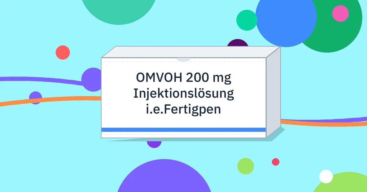 Symbolbild: Packung mit der Aufschrift OMVOH 200 mg Injektionslösung i.e.Fertigpen (PZN 20029276) – Verfügbarkeit und Bezug in Apotheken in Frankfurt am Main