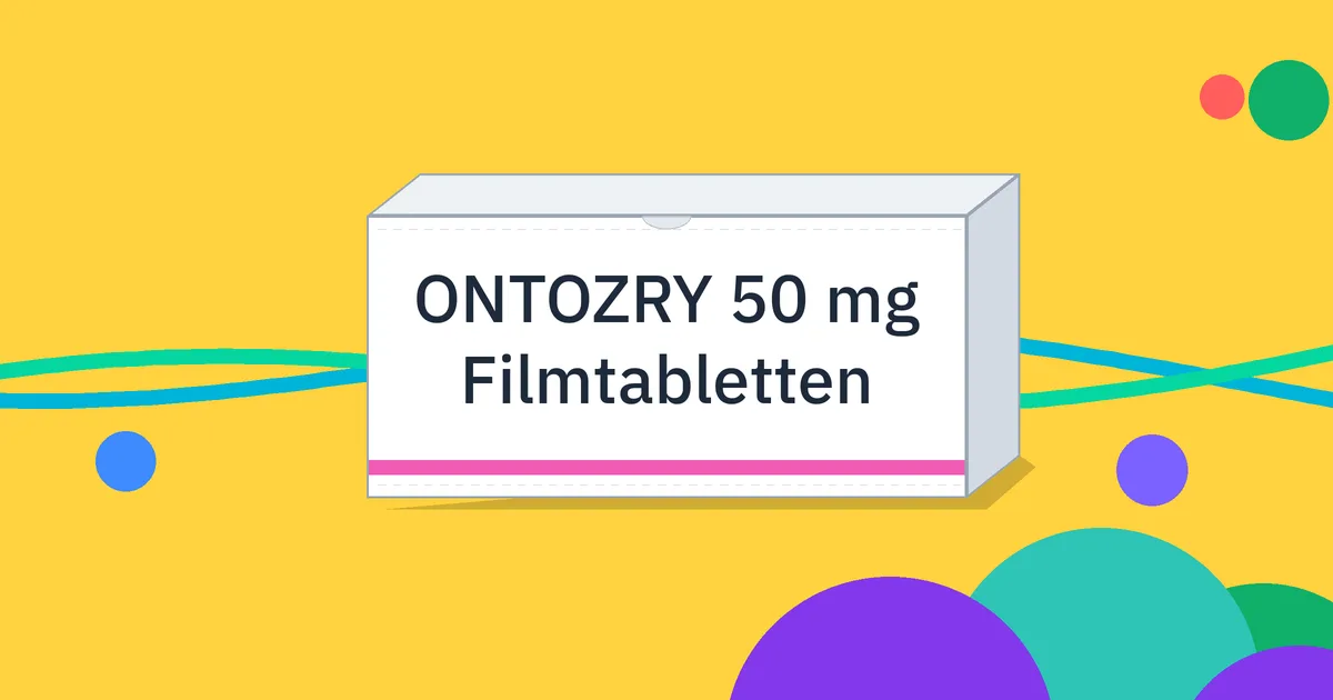 Symbolbild: Packung mit der Aufschrift ONTOZRY 50 mg Filmtabletten (PZN 18684128) – Verfügbarkeit und Bezug in Apotheken in Frankfurt am Main