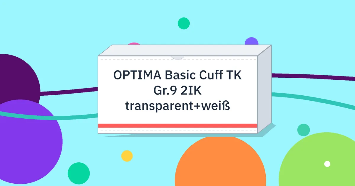 Symbolbild: Packung mit der Aufschrift OPTIMA Basic Cuff TK Gr.9 2IK transparent+weiß (PZN 10287770) – Verfügbarkeit und Bezug in Apotheken in Frankfurt am Main