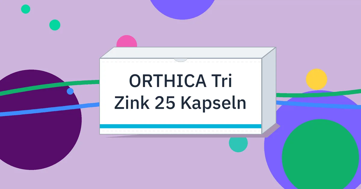 Symbolbild: Packung mit der Aufschrift ORTHICA Tri Zink 25 Kapseln (PZN 13860508) – Verfügbarkeit und Bezug in Apotheken in Frankfurt am Main