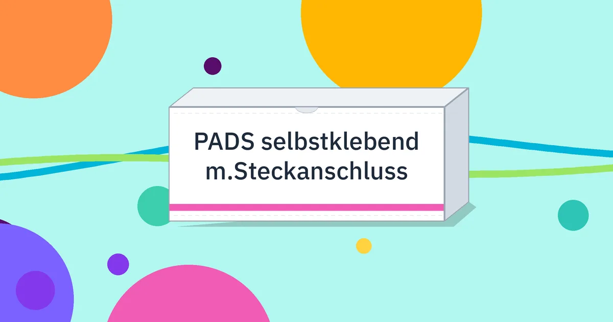 Symbolbild: Packung mit der Aufschrift PADS selbstklebend m.Steckanschluss (PZN 05555702) – Verfügbarkeit und Bezug in Apotheken in Frankfurt am Main