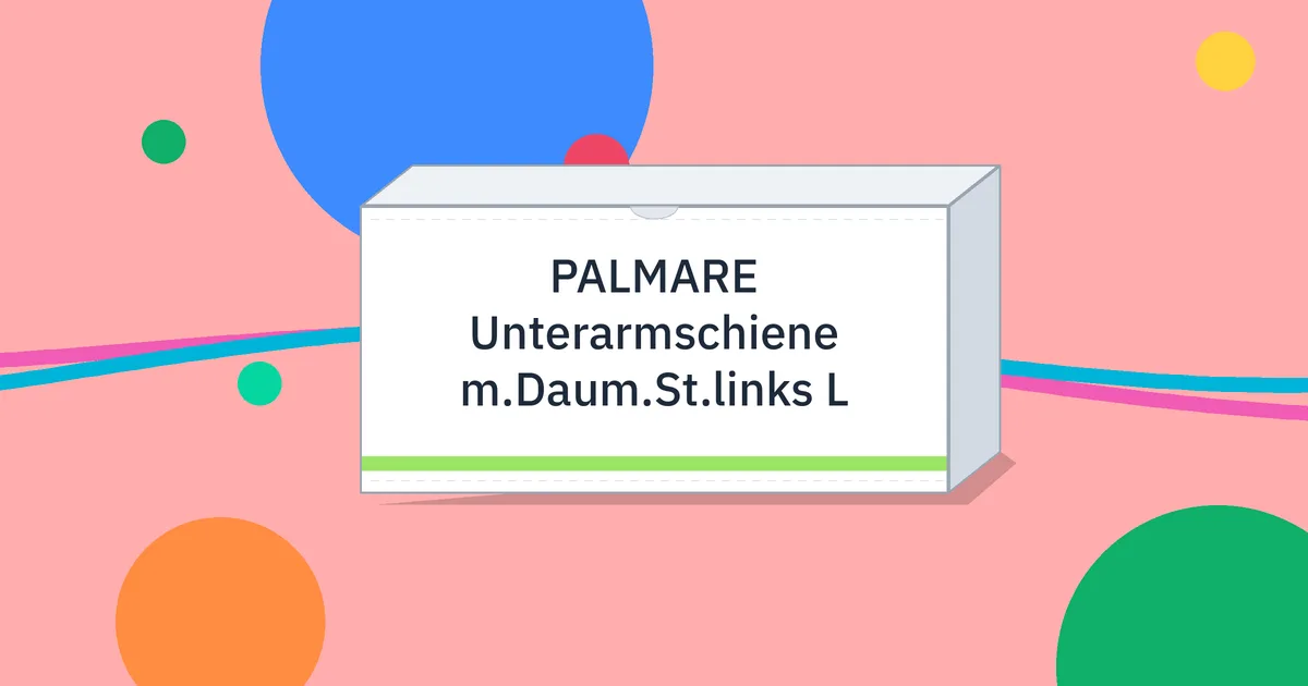 Symbolbild: Packung mit der Aufschrift PALMARE Unterarmschiene m.Daum.St.links L (PZN 02640399) – Verfügbarkeit und Bezug in Apotheken in Frankfurt am Main