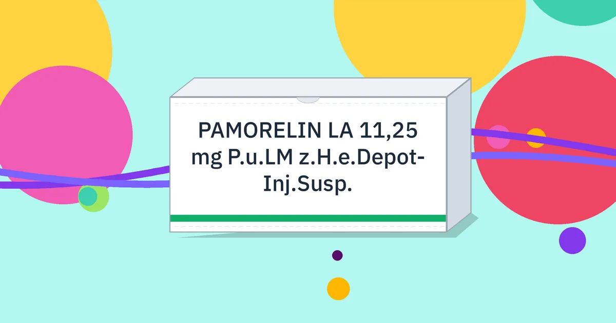 Symbolbild: Packung mit der Aufschrift PAMORELIN LA 11,25 mg P.u.LM z.H.e.Depot-Inj.Susp. (PZN 18042513) – Verfügbarkeit und Bezug in Apotheken in Frankfurt am Main