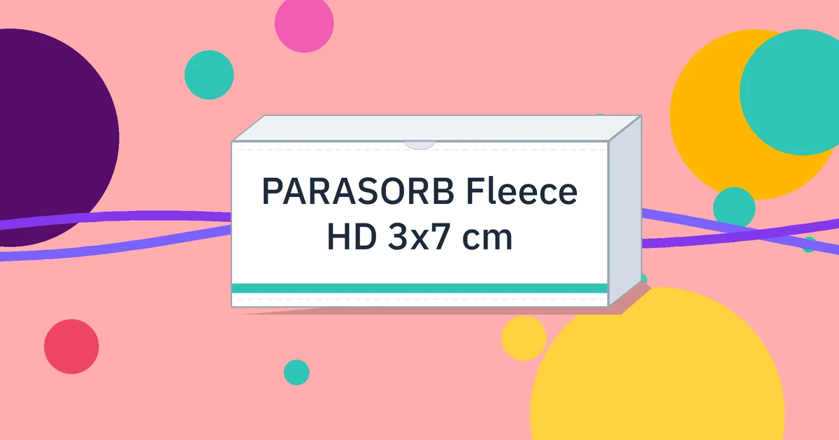 Symbolbild: Packung mit der Aufschrift PARASORB Fleece HD 3x7 cm (PZN 01221192) – Verfügbarkeit und Bezug in Apotheken in Frankfurt am Main