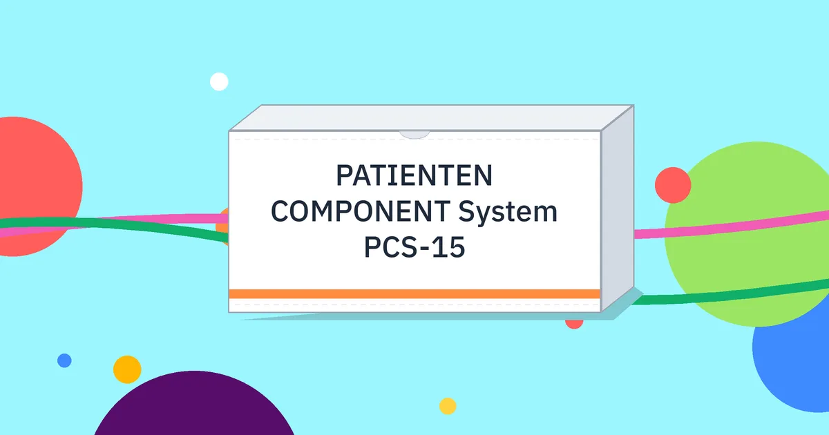 Symbolbild: Packung mit der Aufschrift PATIENTEN COMPONENT System PCS-15 (PZN 00426118) – Verfügbarkeit und Bezug in Apotheken in Frankfurt am Main