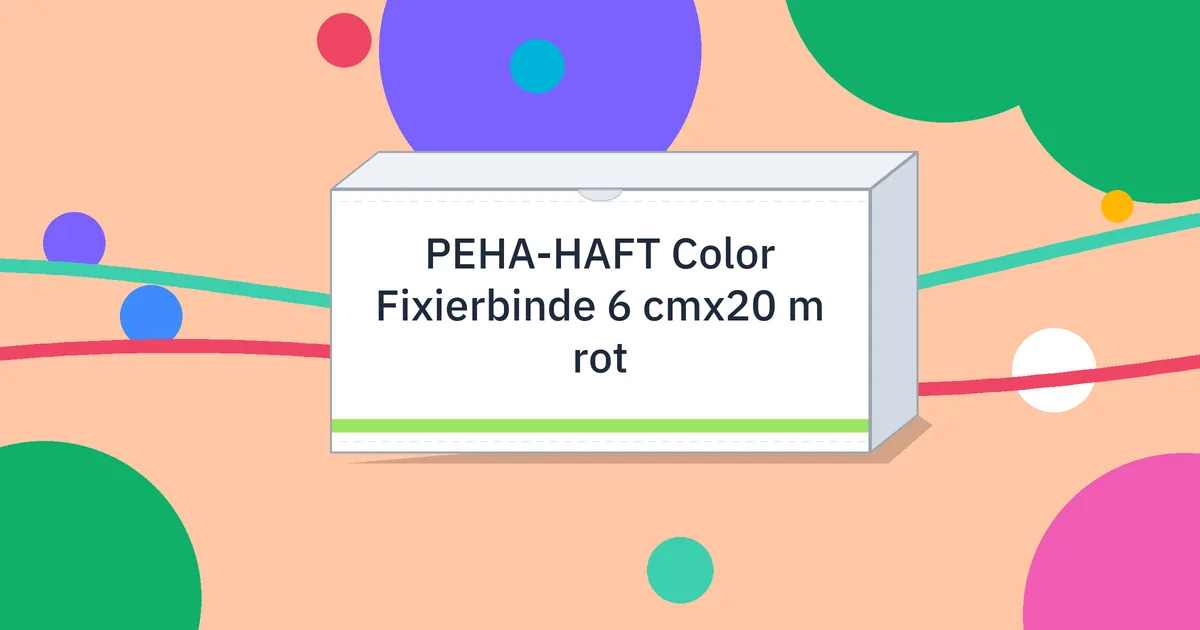 Symbolbild: Packung mit der Aufschrift PEHA-HAFT Color Fixierbinde 6 cmx20 m rot (PZN 05383804) – Verfügbarkeit und Bezug in Apotheken in Frankfurt am Main